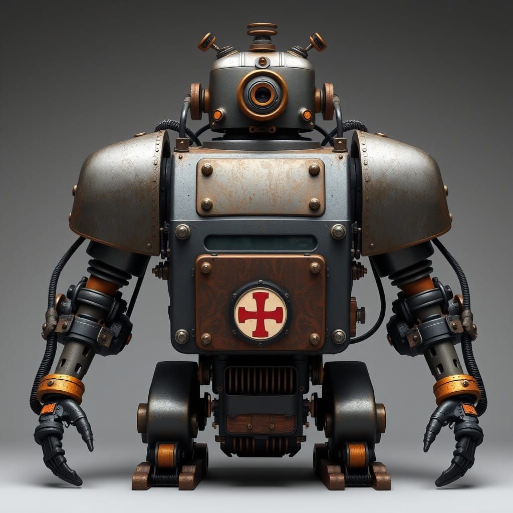 Dieselpunk Clockwork Courier: A Bulky, Industrial ... - AI Art