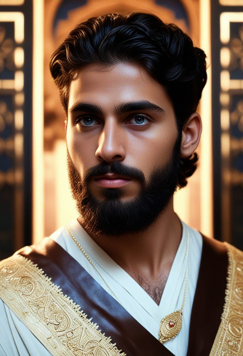 Dramatic Middle Eastern Prince in Regal Splendor - AI Art