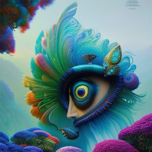 Incredible Detailed Full Body Portrait Of An Exotic Beautiful Peacock