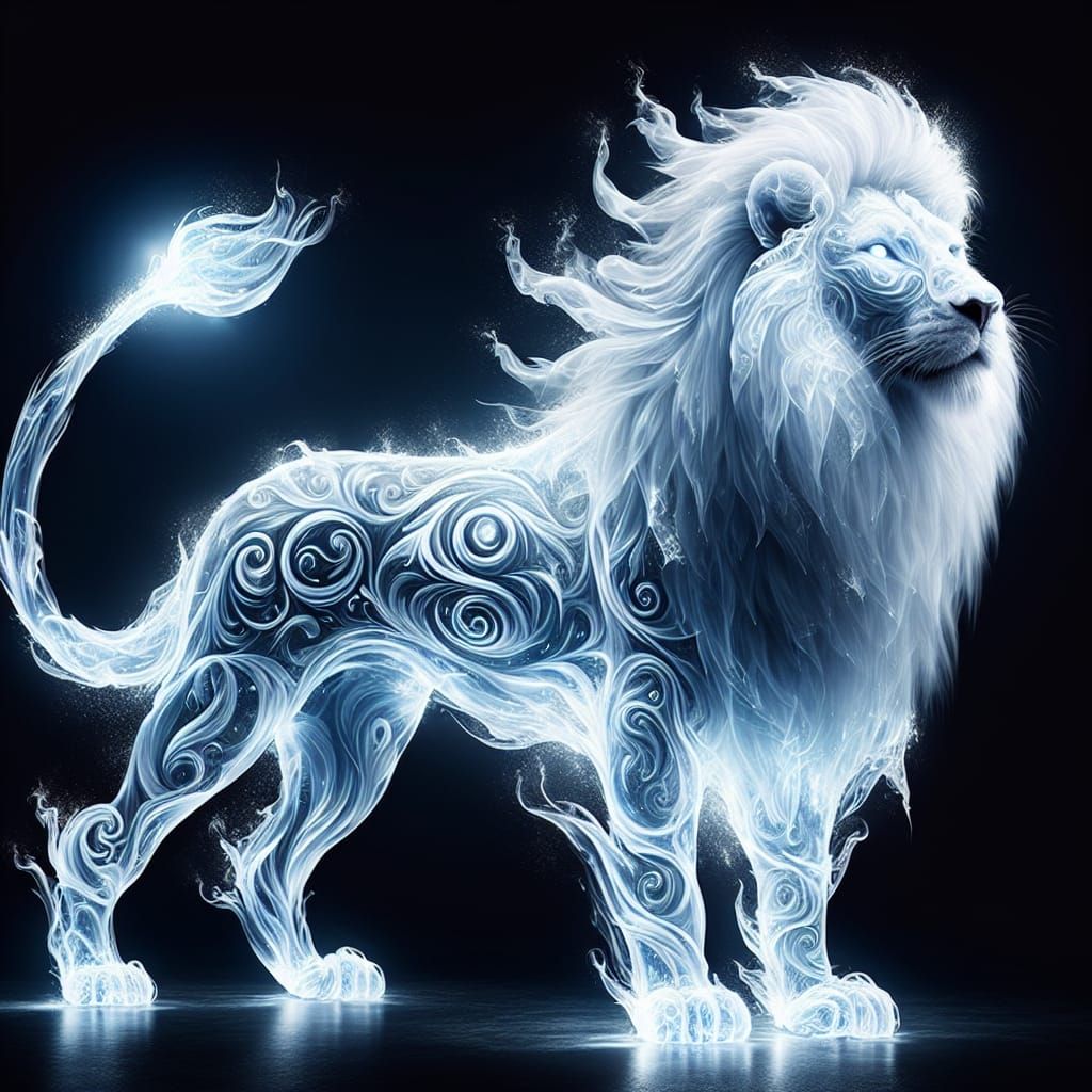 Elemental white lion - AI Generated Artwork - NightCafe Creator
