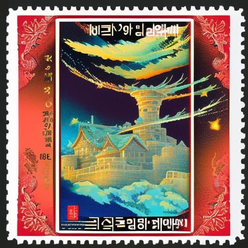 Asian stamp - AI Generated Artwork - NightCafe Creator