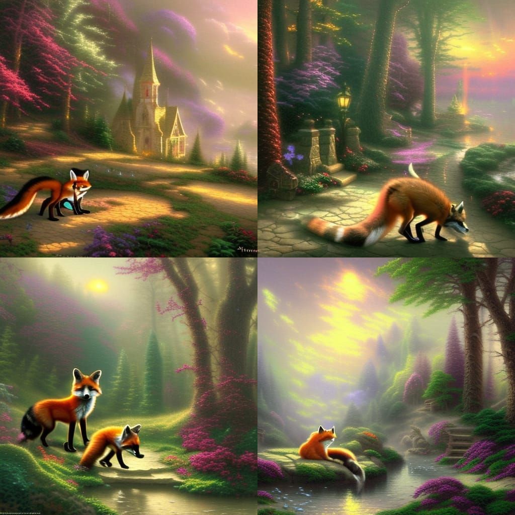 Foxes in a Paradise - AI Generated Artwork - NightCafe Creator