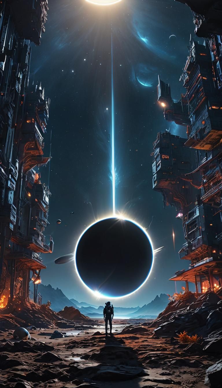 Cyberpunk Eclipse in Space - AI Art