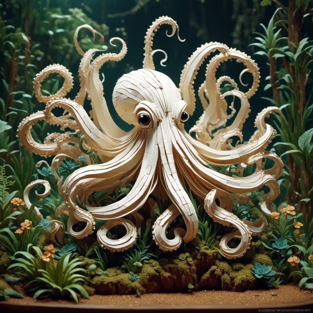 Epic Origami Octopus Masterpiece with Intricate Wh... - AI Art