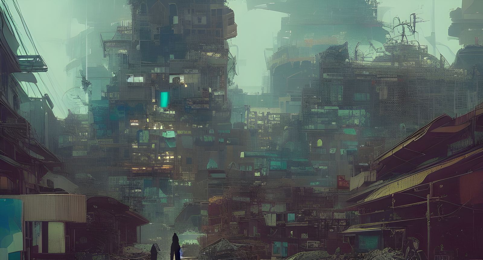 Futuristic post apocalyptic town - AI Generated Artwork - NightCafe Creator
