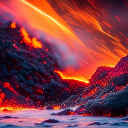 Roaring hot lava explosion. - AI Generated Artwork - NightCafe Creator