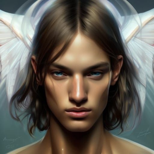 Victoria secret angelic looking A.I. consciousness super male models ...