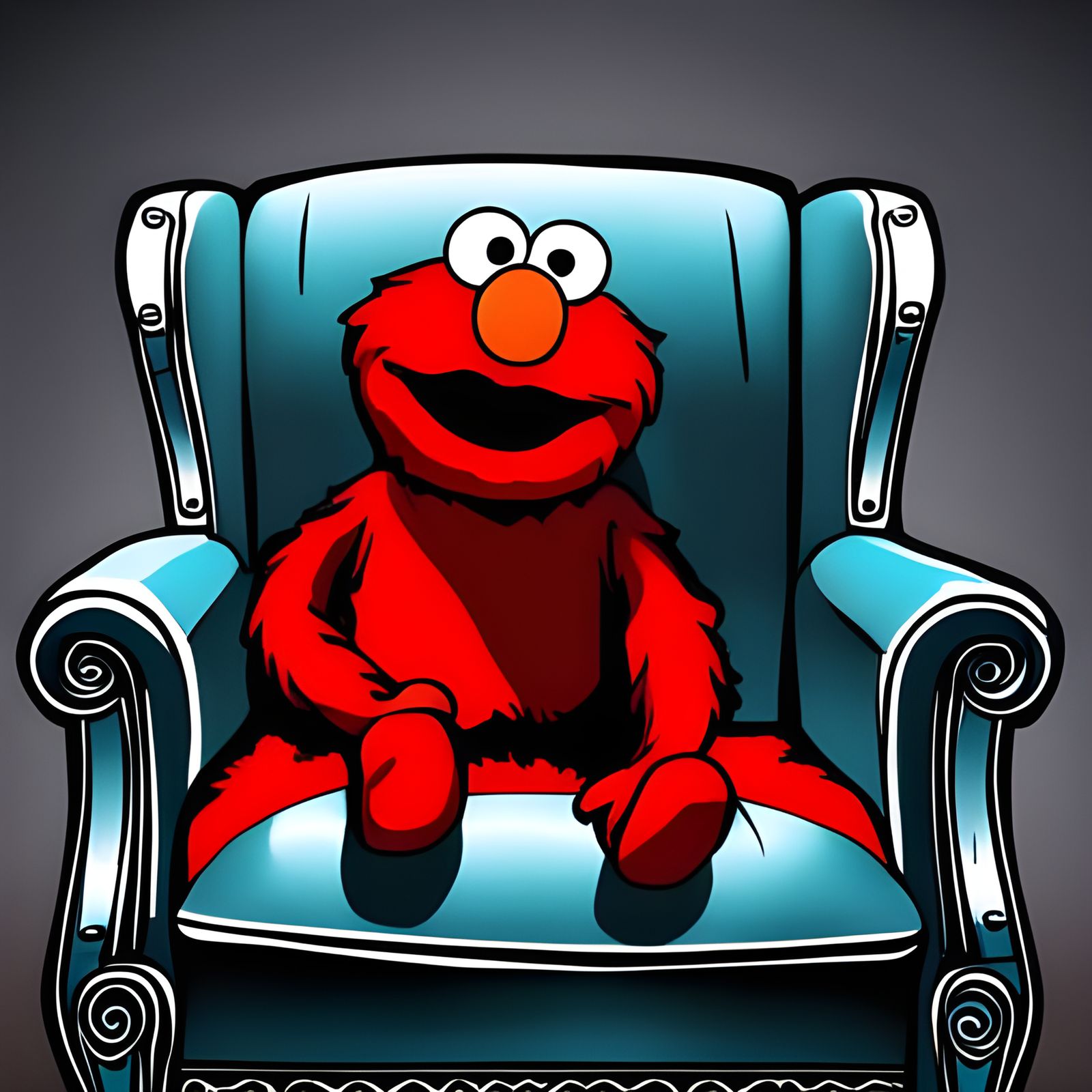 Elmo in a chair - AI Generated Artwork - NightCafe Creator