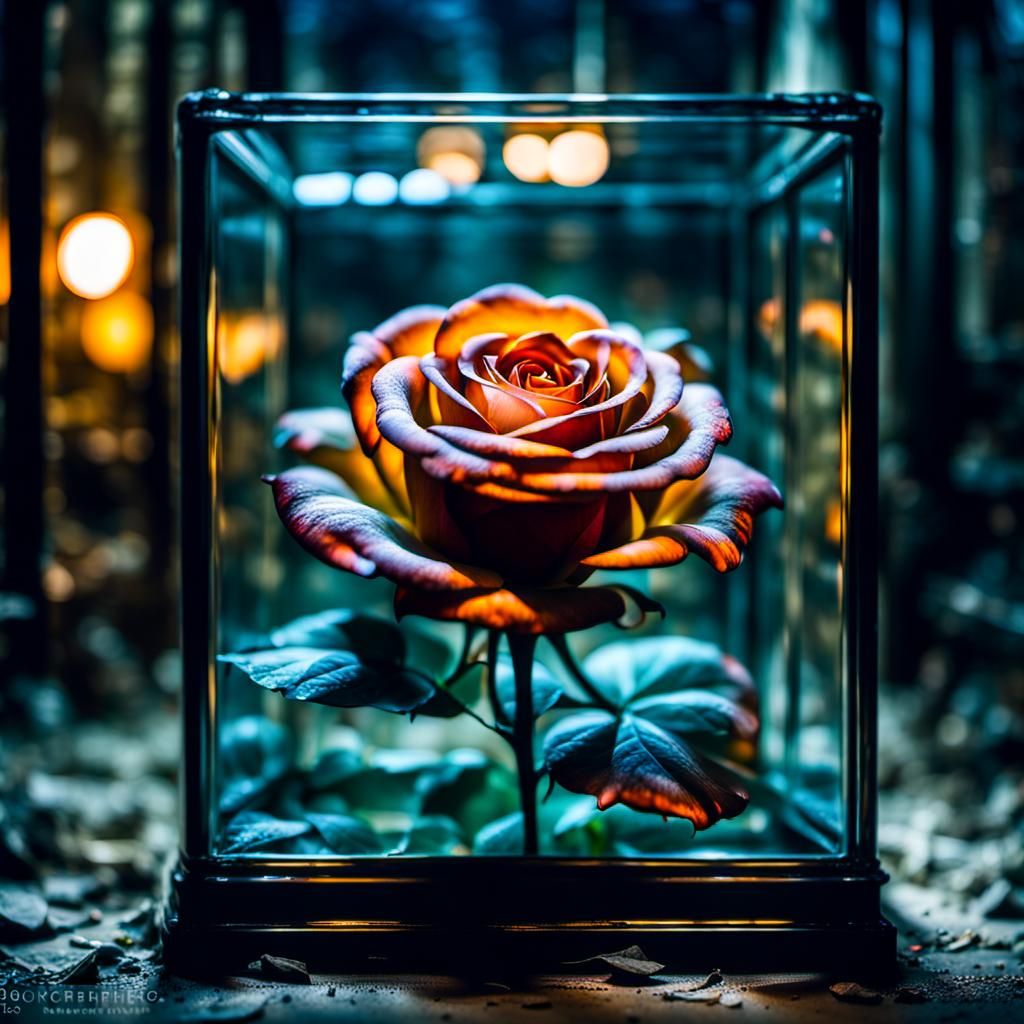 A rose inside a glass box - AI Generated Artwork - NightCafe Creator