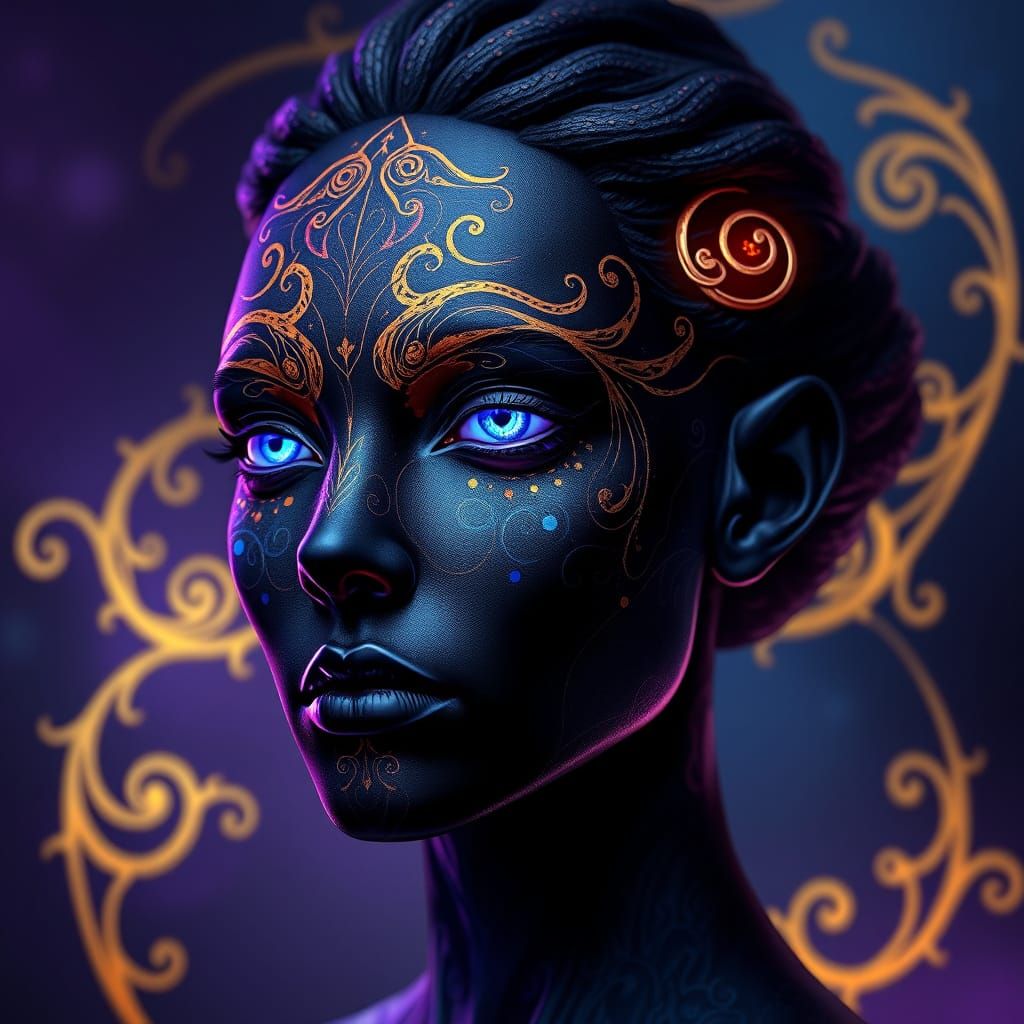 Ethereal Oracle in Dark, Gradient Background - AI Art