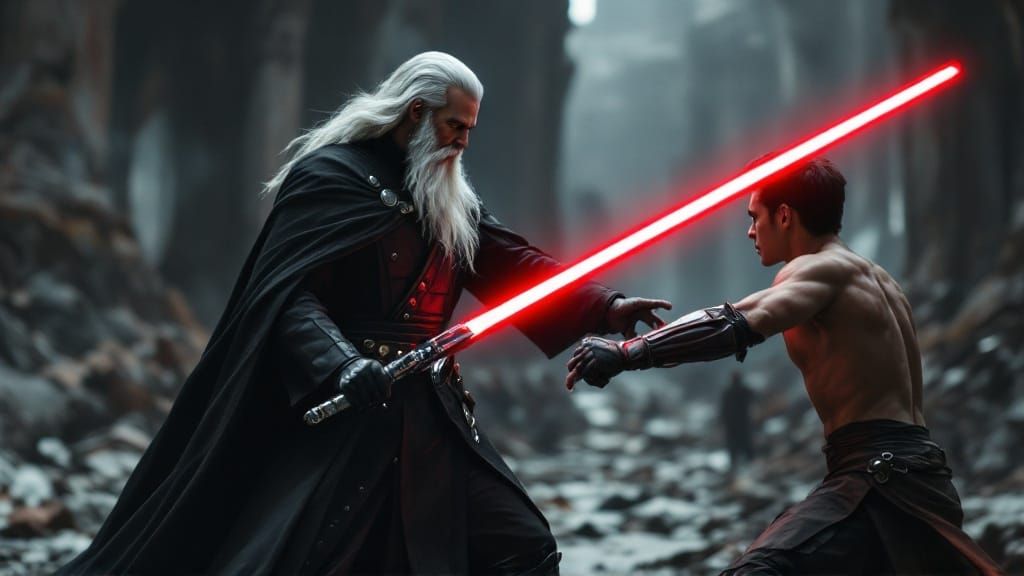 Regal Sith Warrior in Dark Officer Uniform with Re... - AI Art