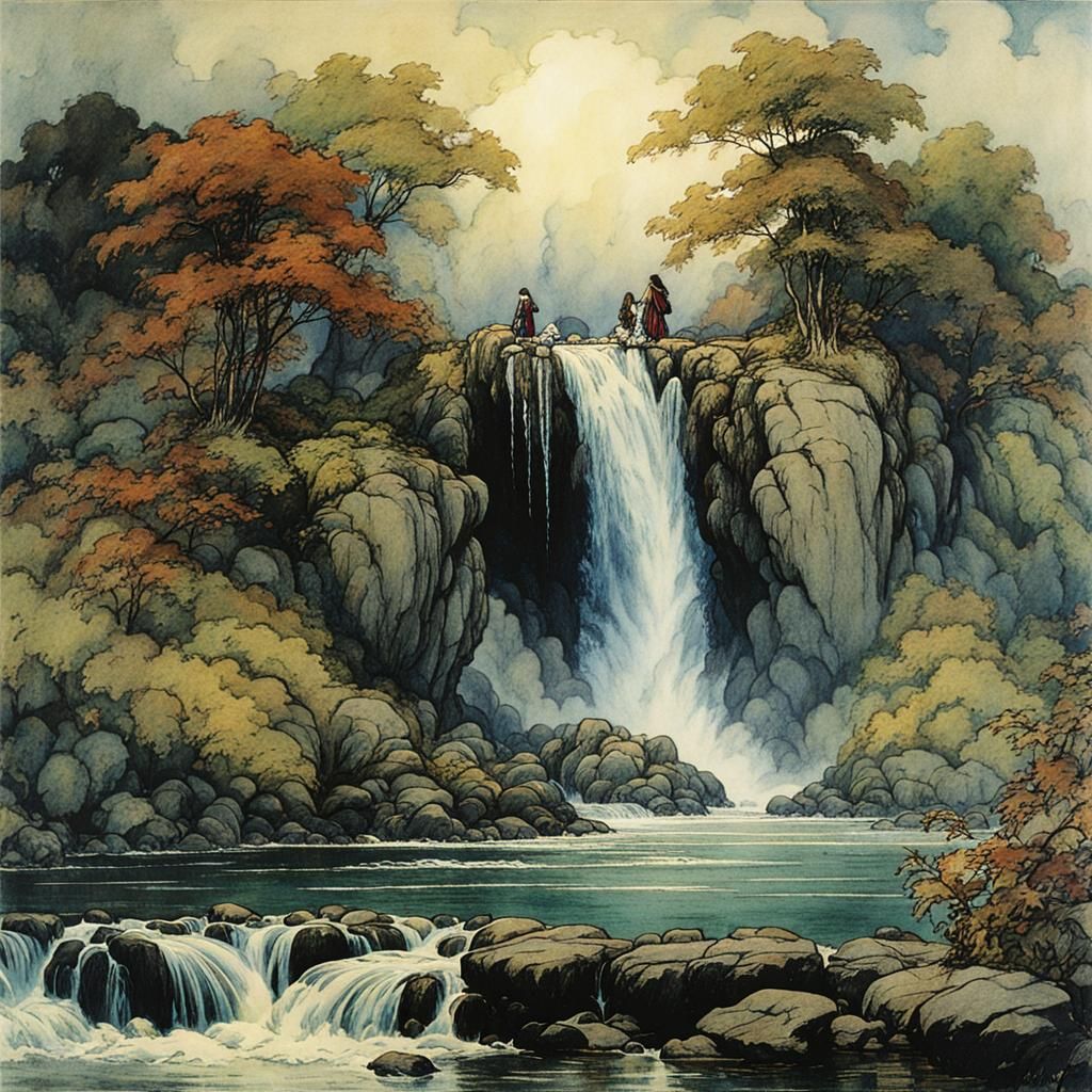 Waterfall - AI Generated Artwork - NightCafe Creator