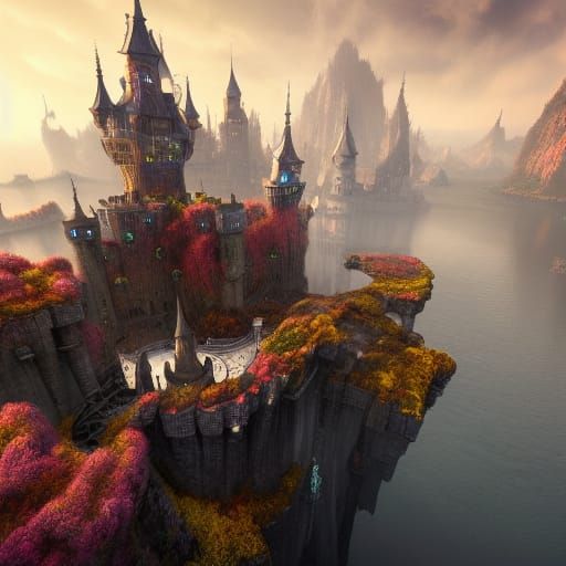 Floating fantasy castle - AI Generated Artwork - NightCafe Creator