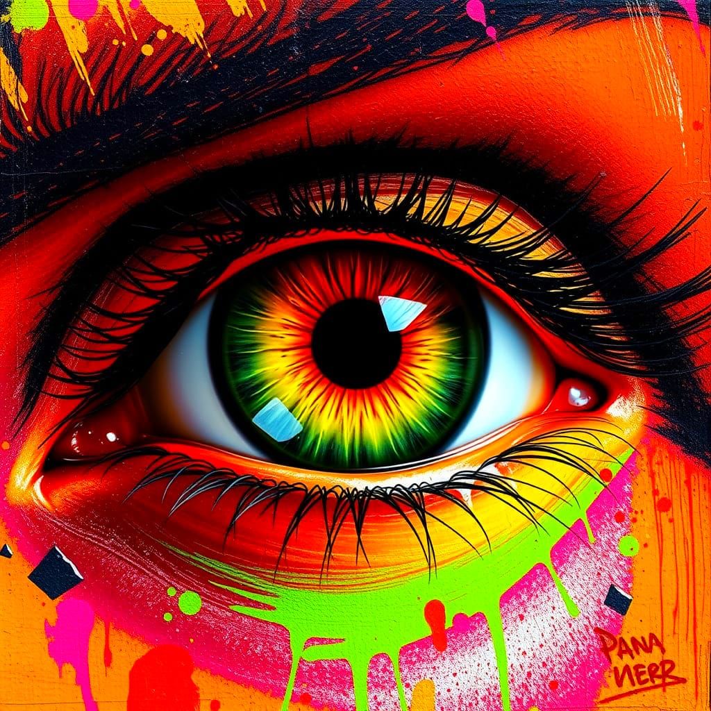 A close up of a beautiful eye half green and halt auburn golden