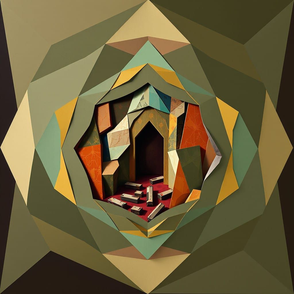 Surrealistic Cubist Landscape with Overlapping Geo... - AI Art