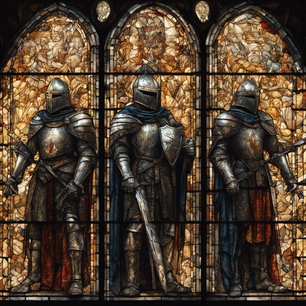 stain glass crusader knight triptych - AI Generated Artwork - NightCafe ...