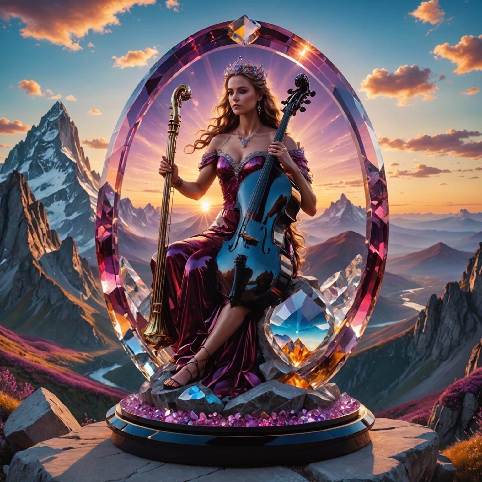 Crystal Glass Goddess in Epic Translucent Landscap... - AI Art