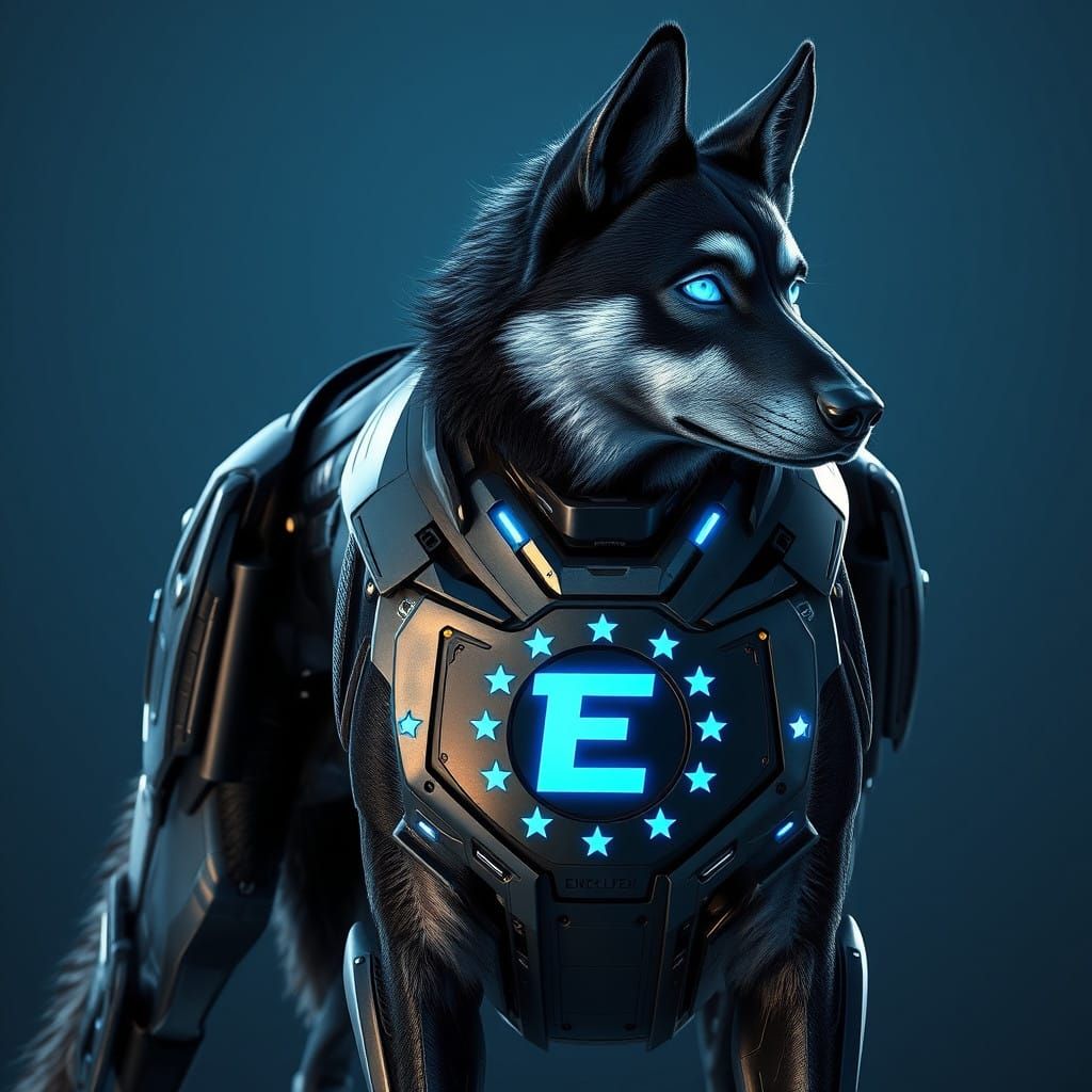 Cybernetic German Shepherd-Husky Mix in Futuristic... - AI Art