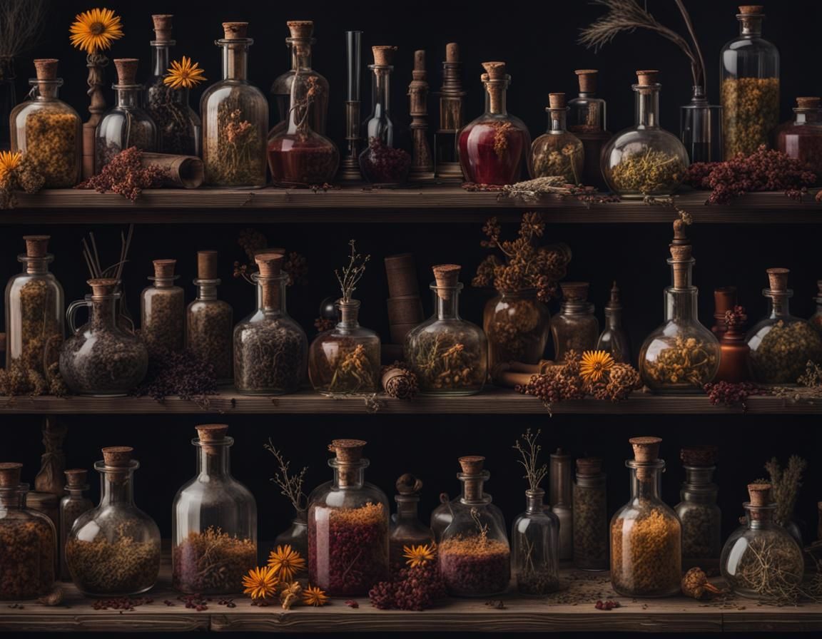 Dark Academia Potions, v2 - AI Generated Artwork - NightCafe Creator