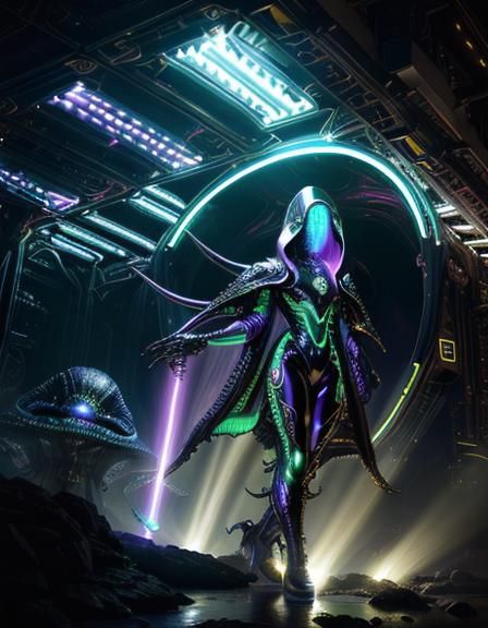 Black Light Alien Wizard - AI Generated Artwork - NightCafe Creator