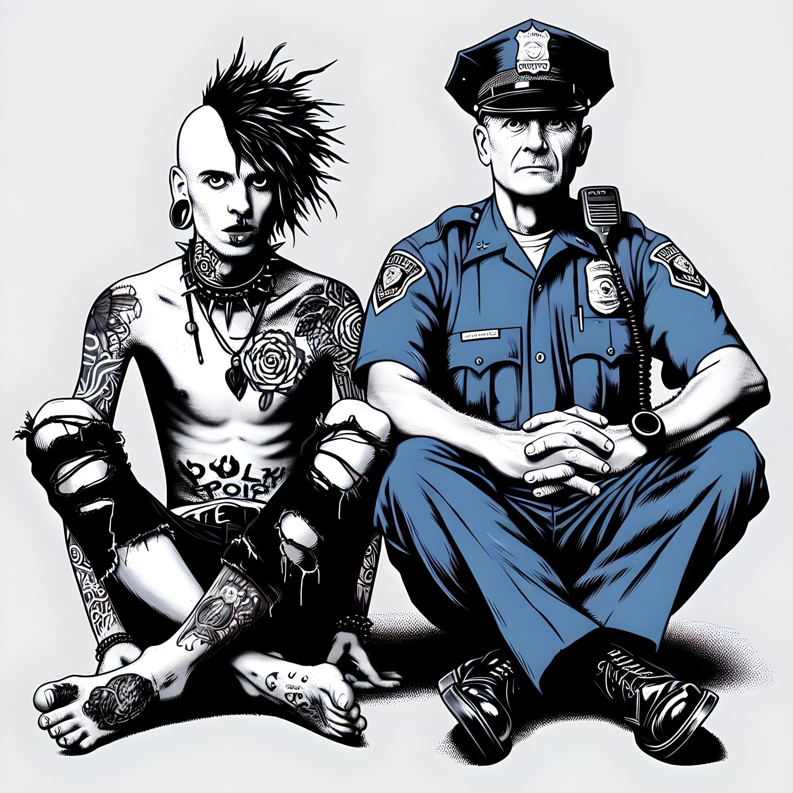 Punk & Cop #2 - AI Generated Artwork - NightCafe Creator