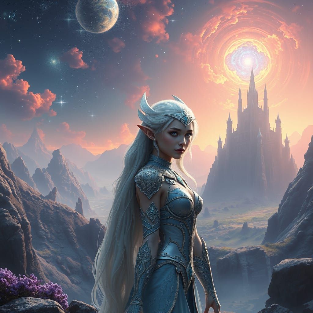 star elf princess - Ethereal Star Elf Princess in Vibrant Al...