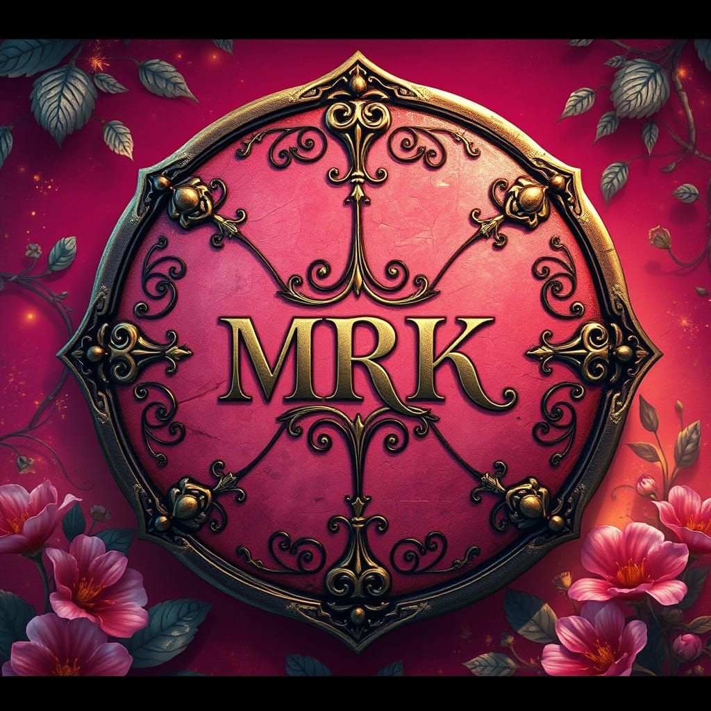 Logo - Ethereal MRK Logo on Ornate Shield in Lush Floral Env...