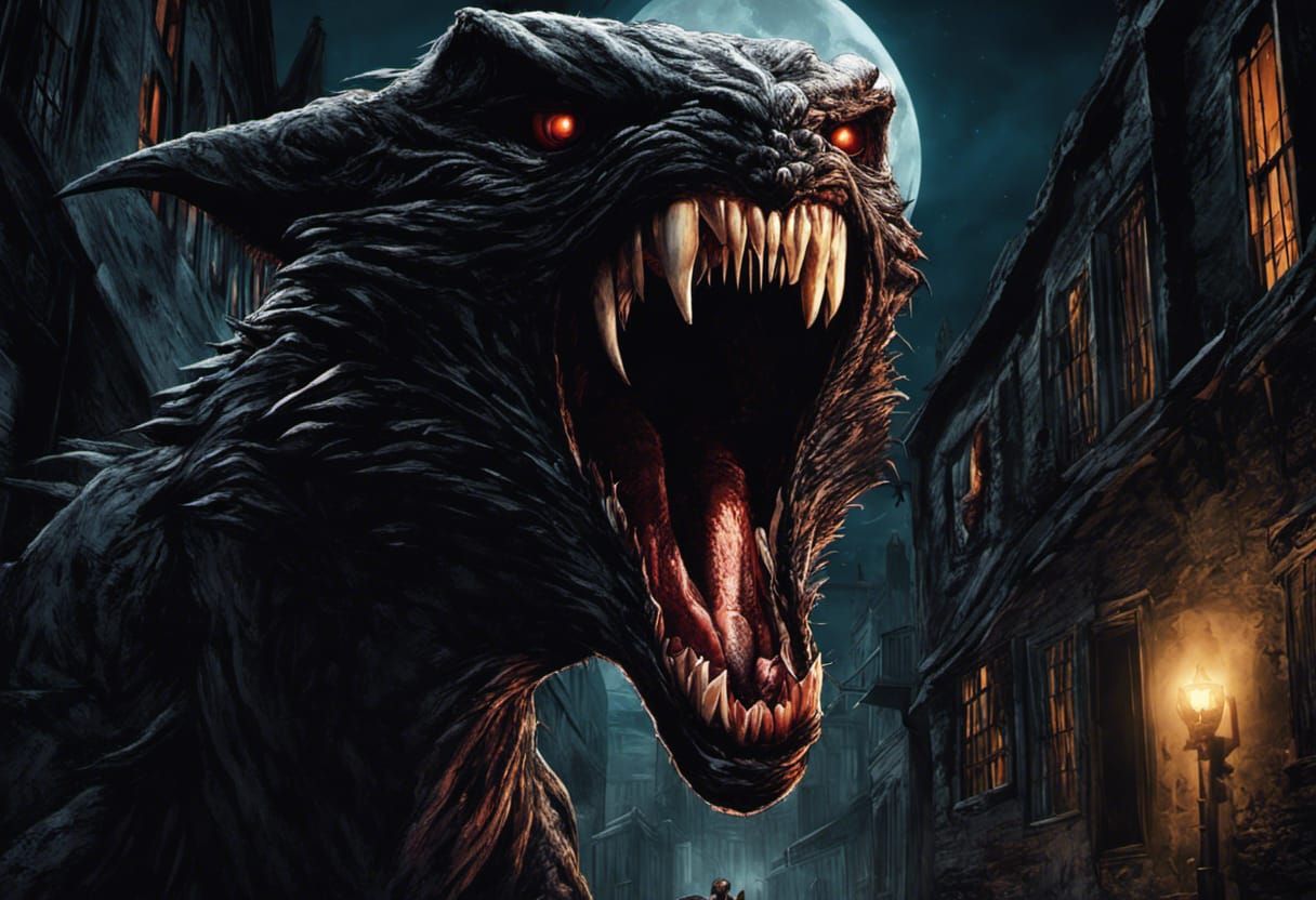 Monsters with huge fangs hissing at a prey - AI Generated Artwork ...