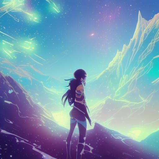 intricate cute jaina proudmoore on nebula yellow glow frost snowfield ...