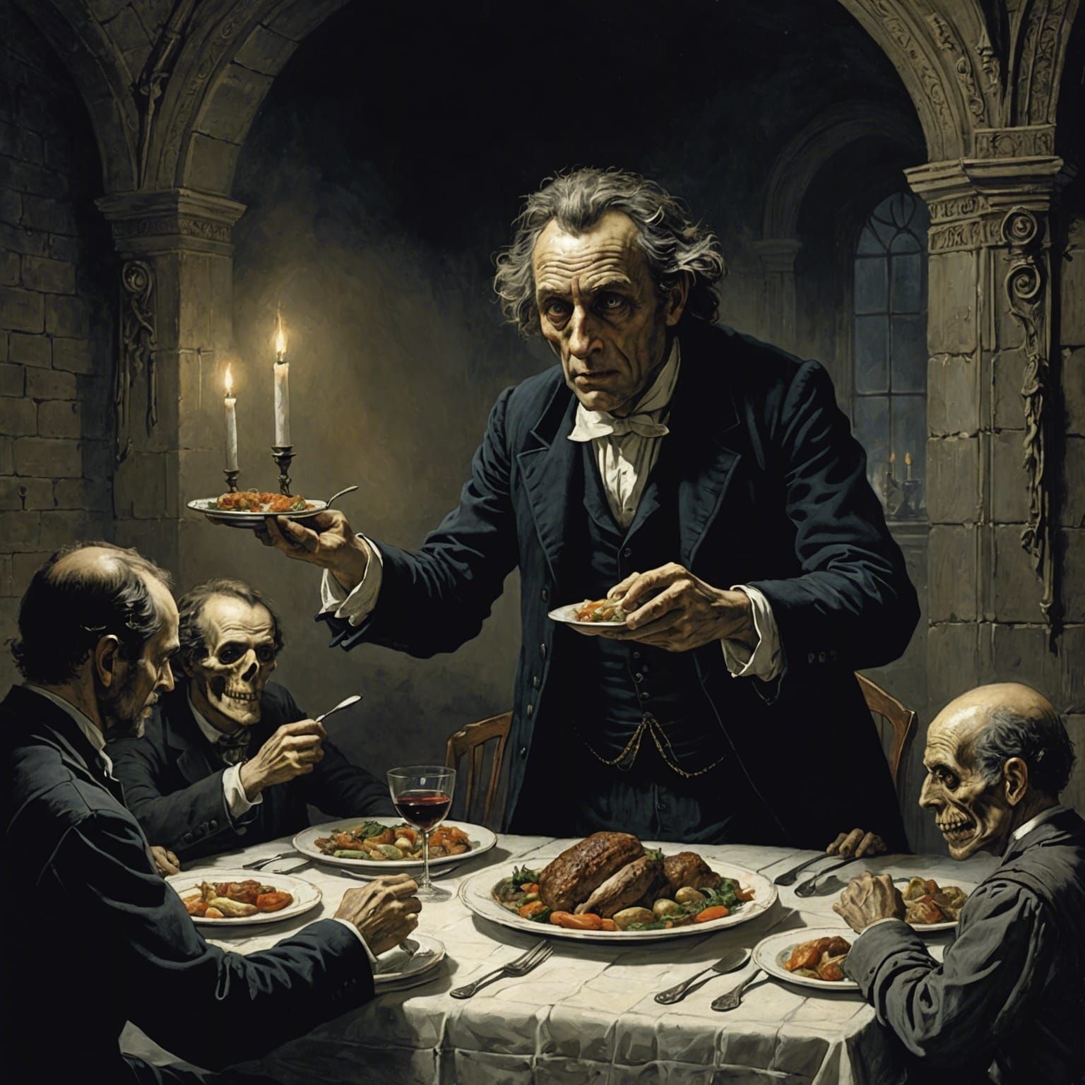 A creepy dinner - AI Generated Artwork - NightCafe Creator