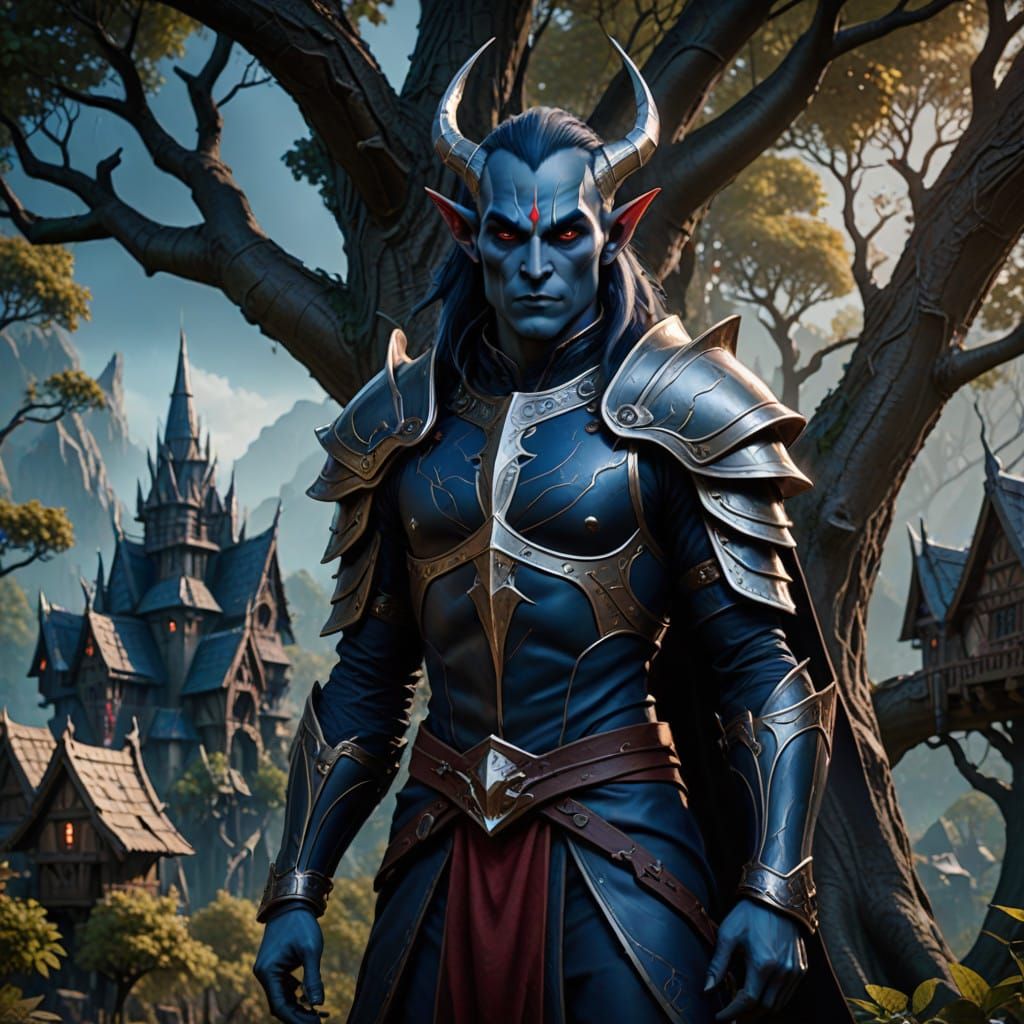 Dark Elf Spellsword - Dark Elf Warrior in Mysterious Treetop...