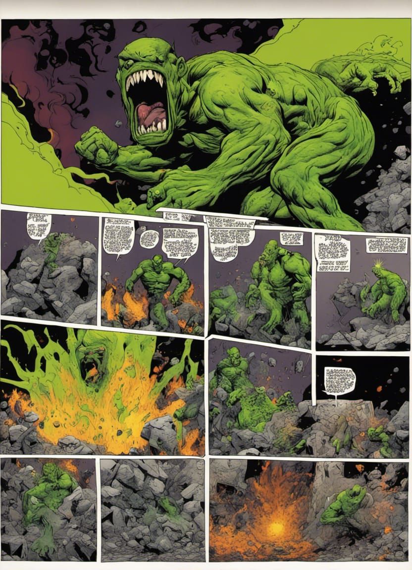 Stylized comic book page framed layout with multiple image boxes ...