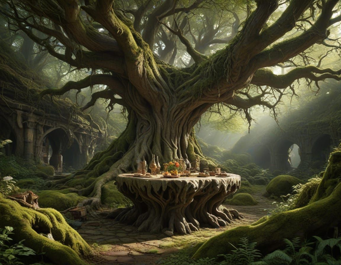 Entish Sanctuary of Wellinghall in Fangorn's Steep... - AI Art