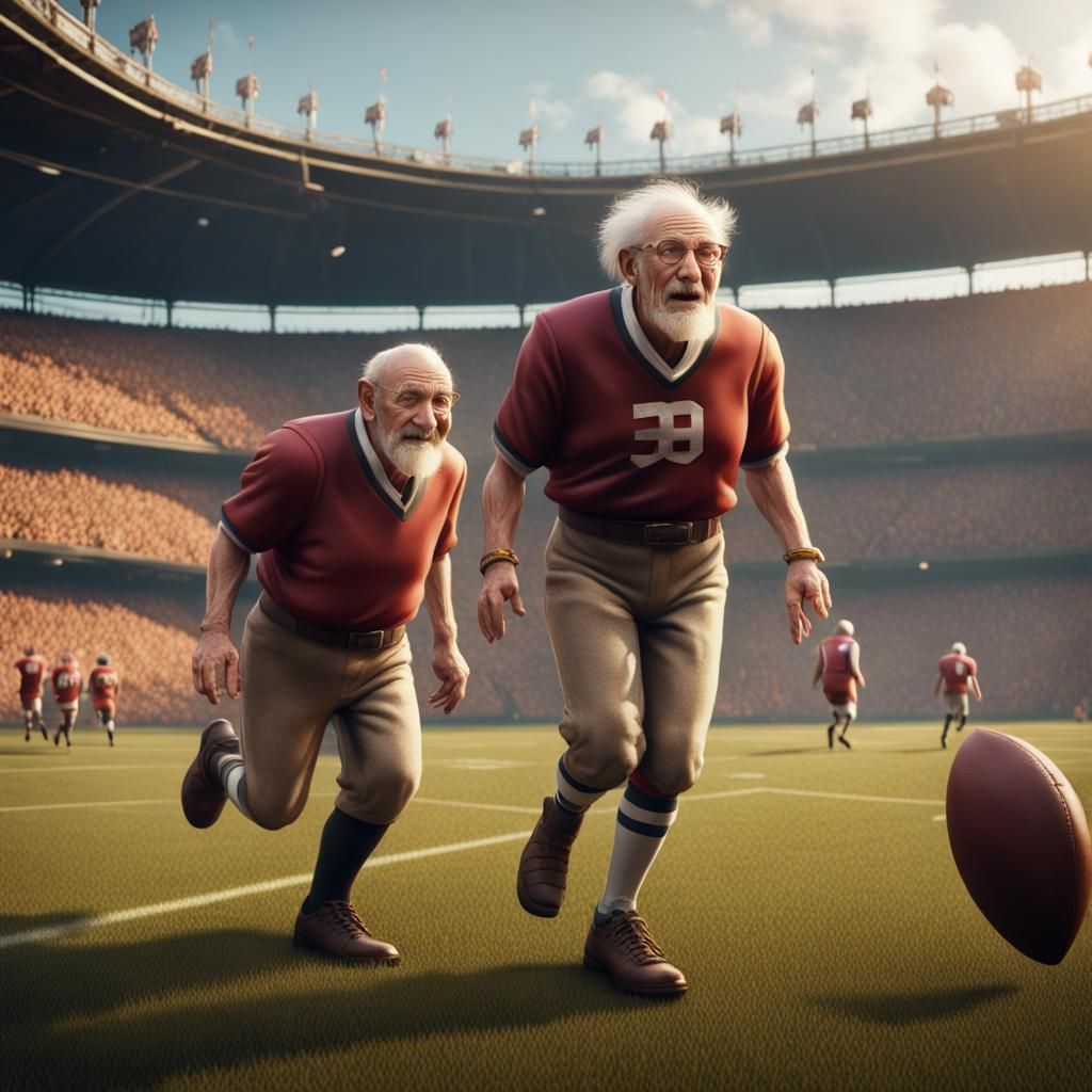 Old Geezers geezering up and down the football field - AI Generated ...