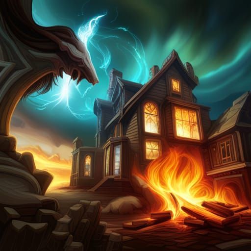 House on fire - AI Generated Artwork - NightCafe Creator