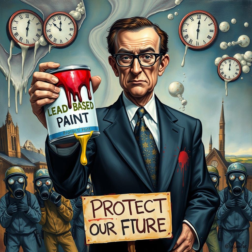 Lead Danger Exposed in a Dali-Inspired Cartoon - AI Art
