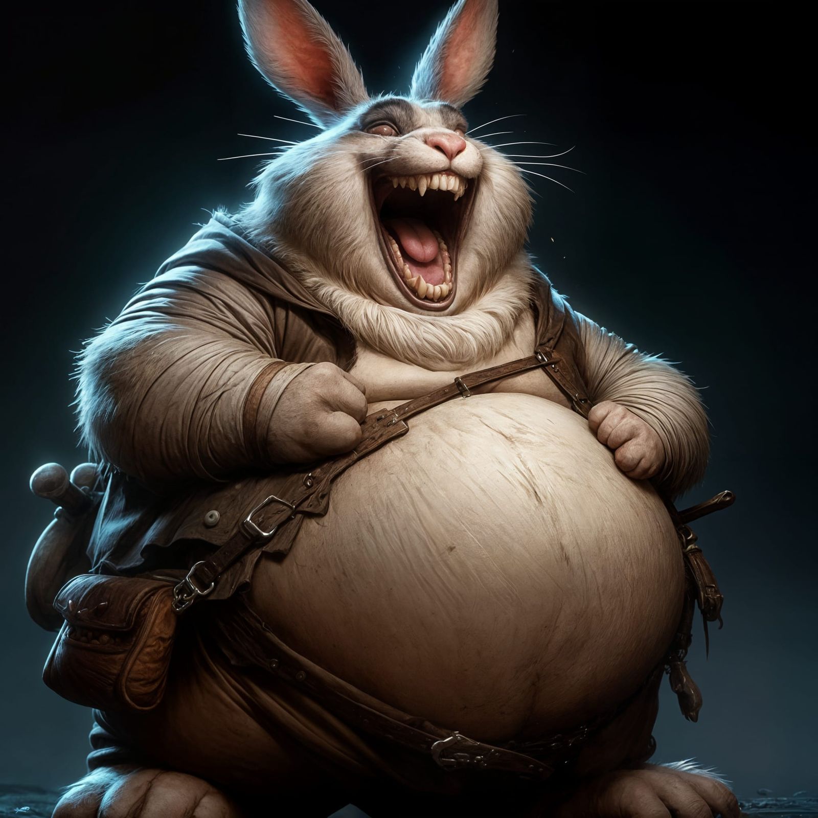 Hilarious Obese Rabbit Character Concept - AI Art
