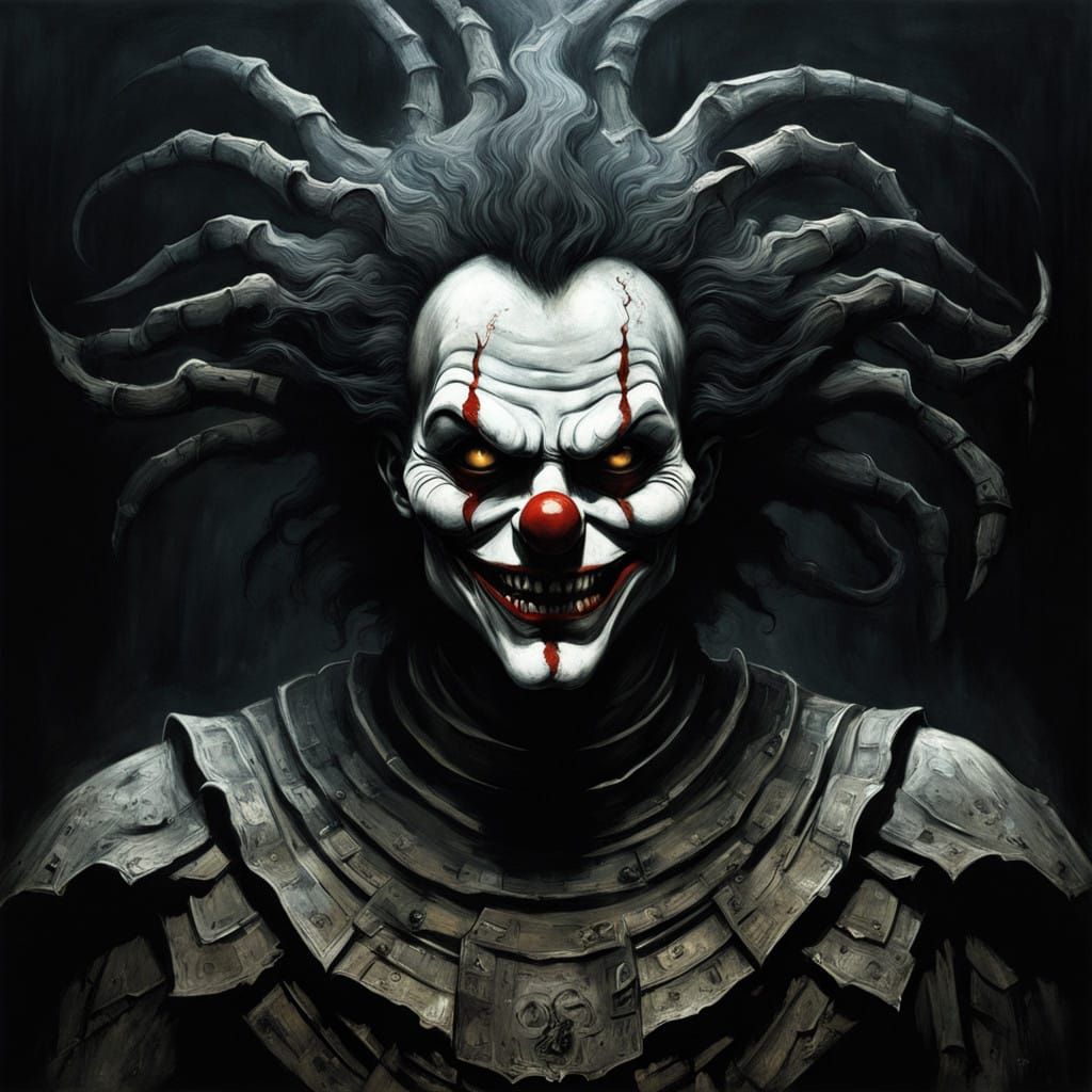 scary bloody clown with many eyes - Disturbing Clown with Mu...