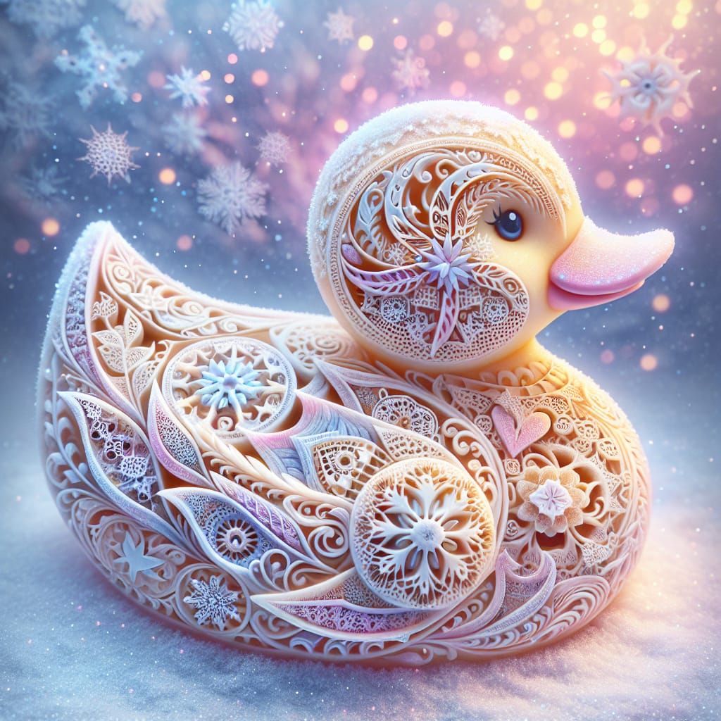 Beautiful duck - Magical Winter Duck in Pastel Hues