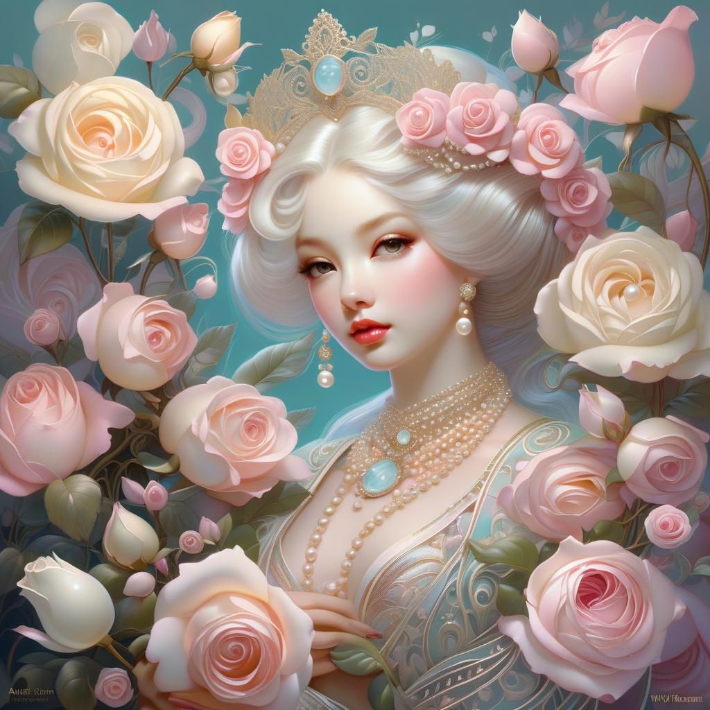 Princess Pearl & Roses - AI Generated Artwork - NightCafe Creator