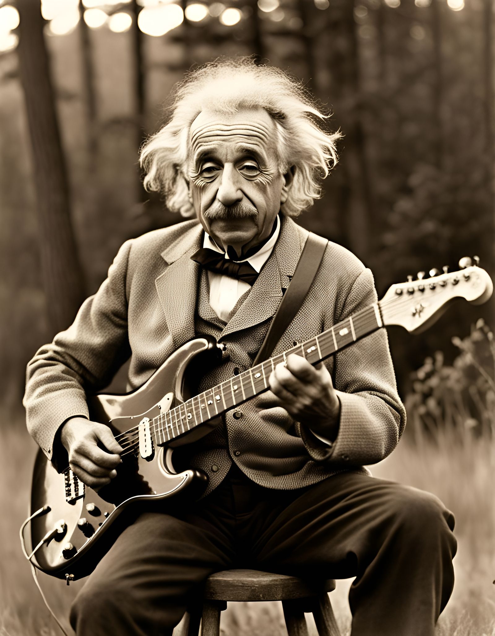 Rare photo of Albert Einstein playing the Blues. - AI Generated Artwork ...
