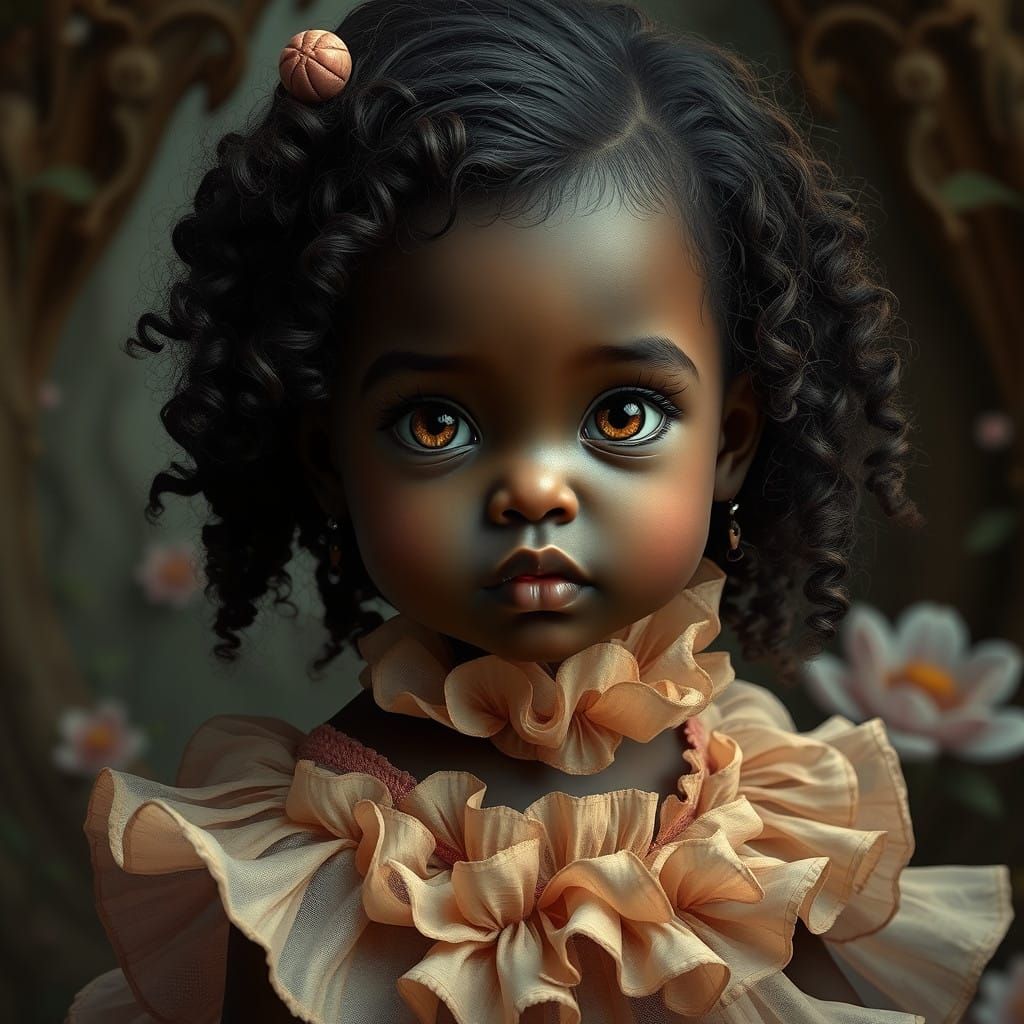 Honeysuckle Princess - Whimsical Ebony Princess in Honeysuck...