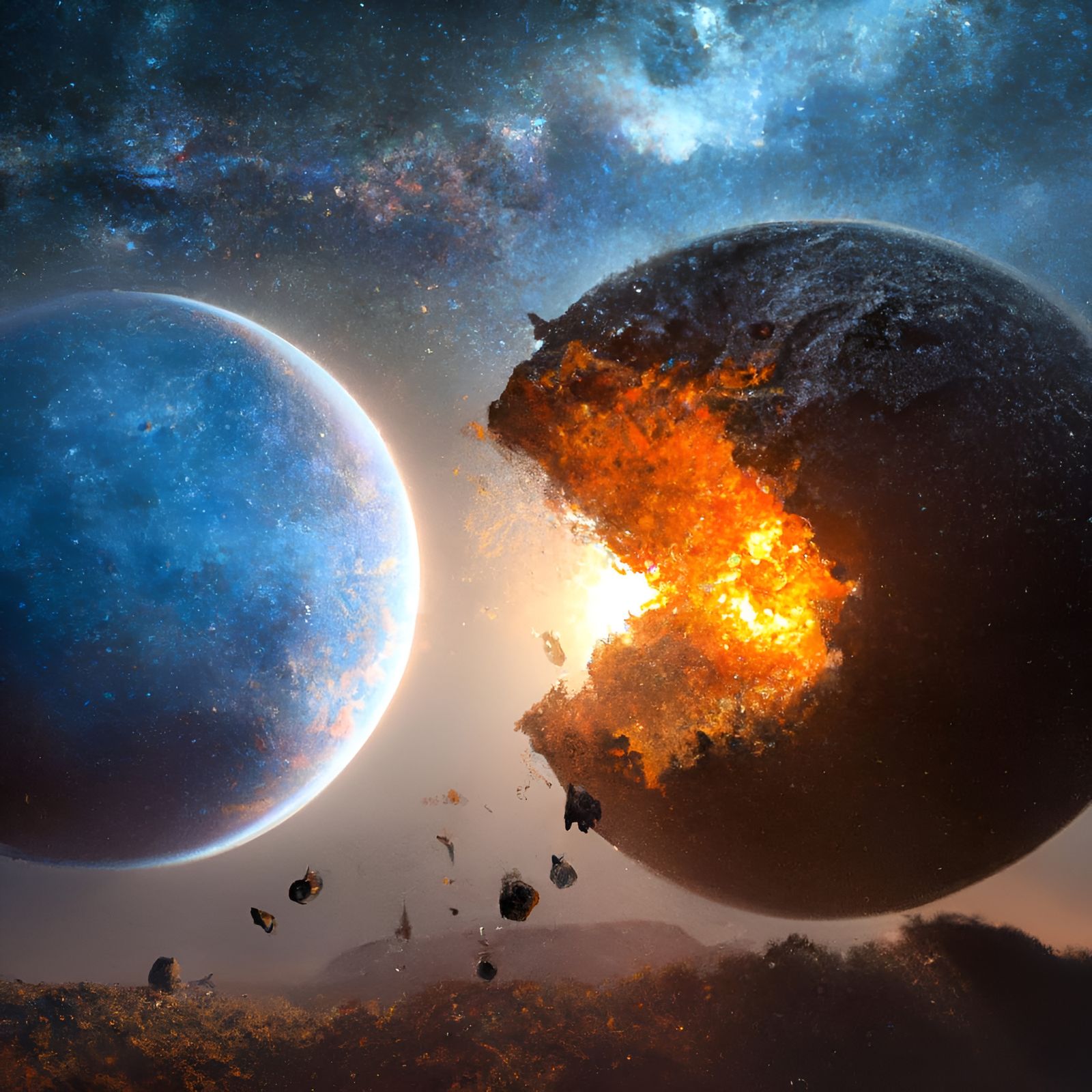 Destroyed Alien Planet flying towards Earth - AI Generated Artwork ...