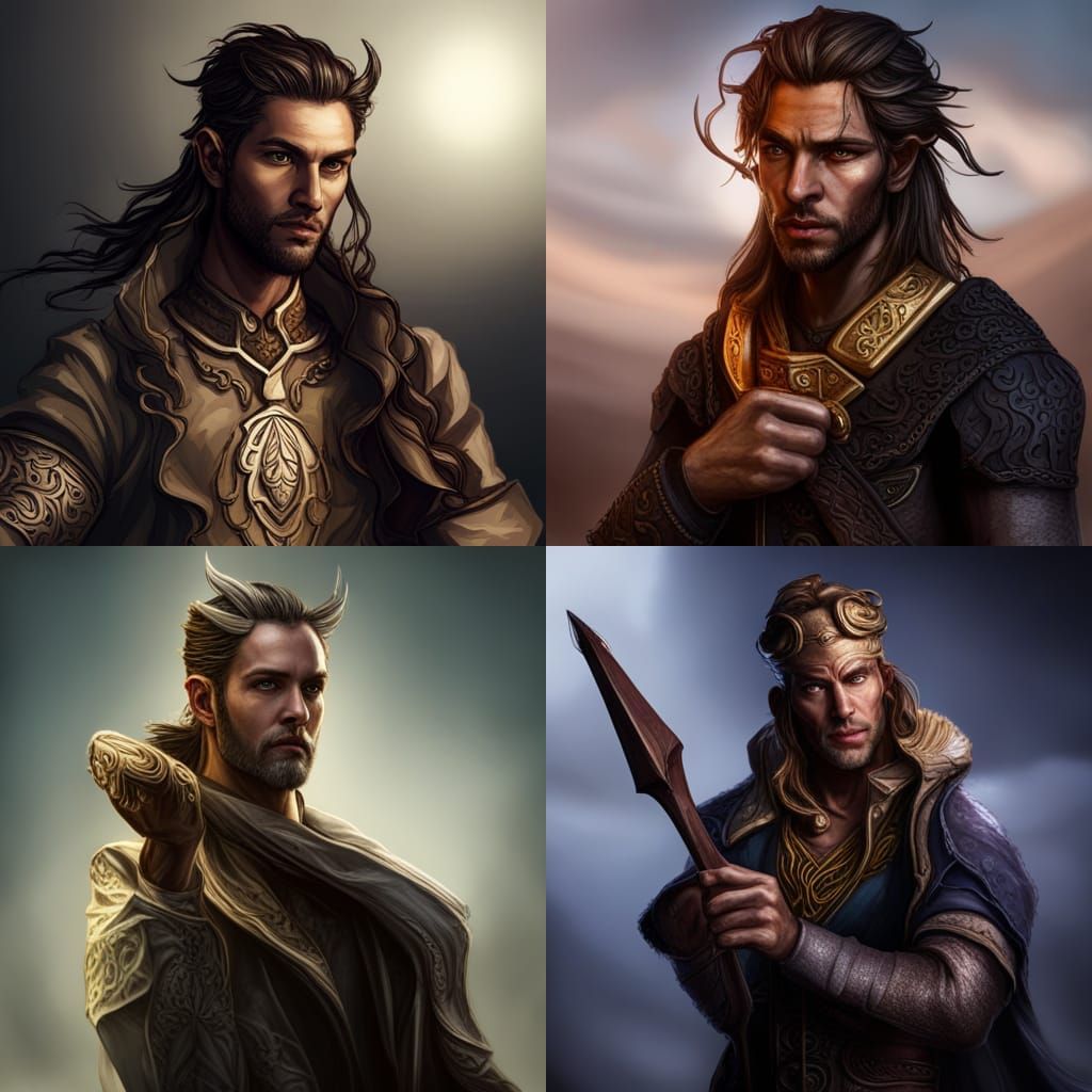 rugged male tiefling wizard with yellowish skin tones - AI Generated ...