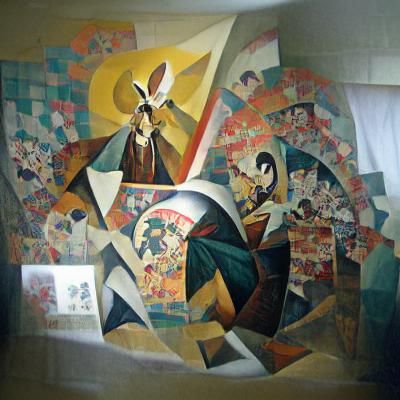 Abstract Mural in Cubist Style - AI Art