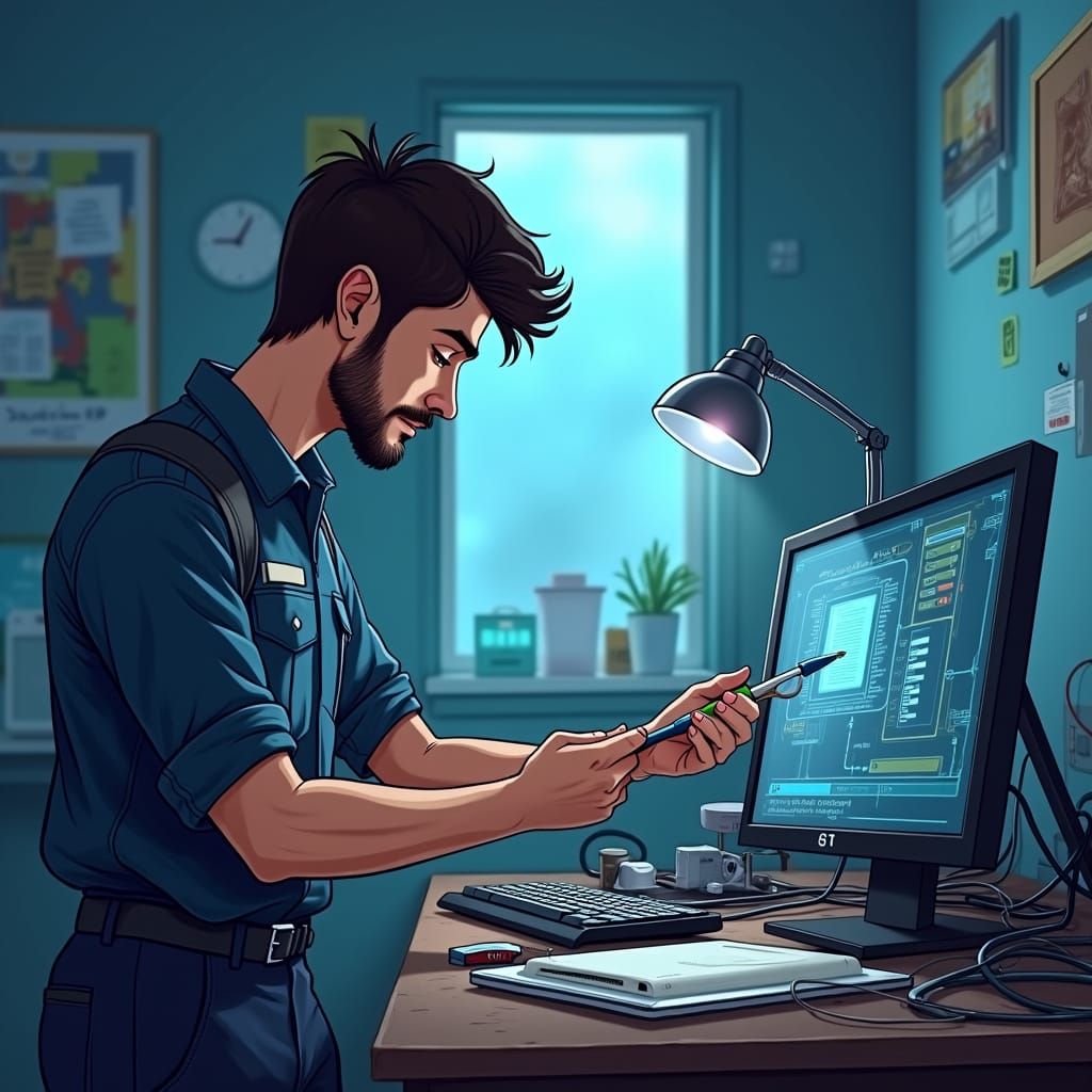 Fixing The Wifi Router Box - Internet Repairman Fixing Route...