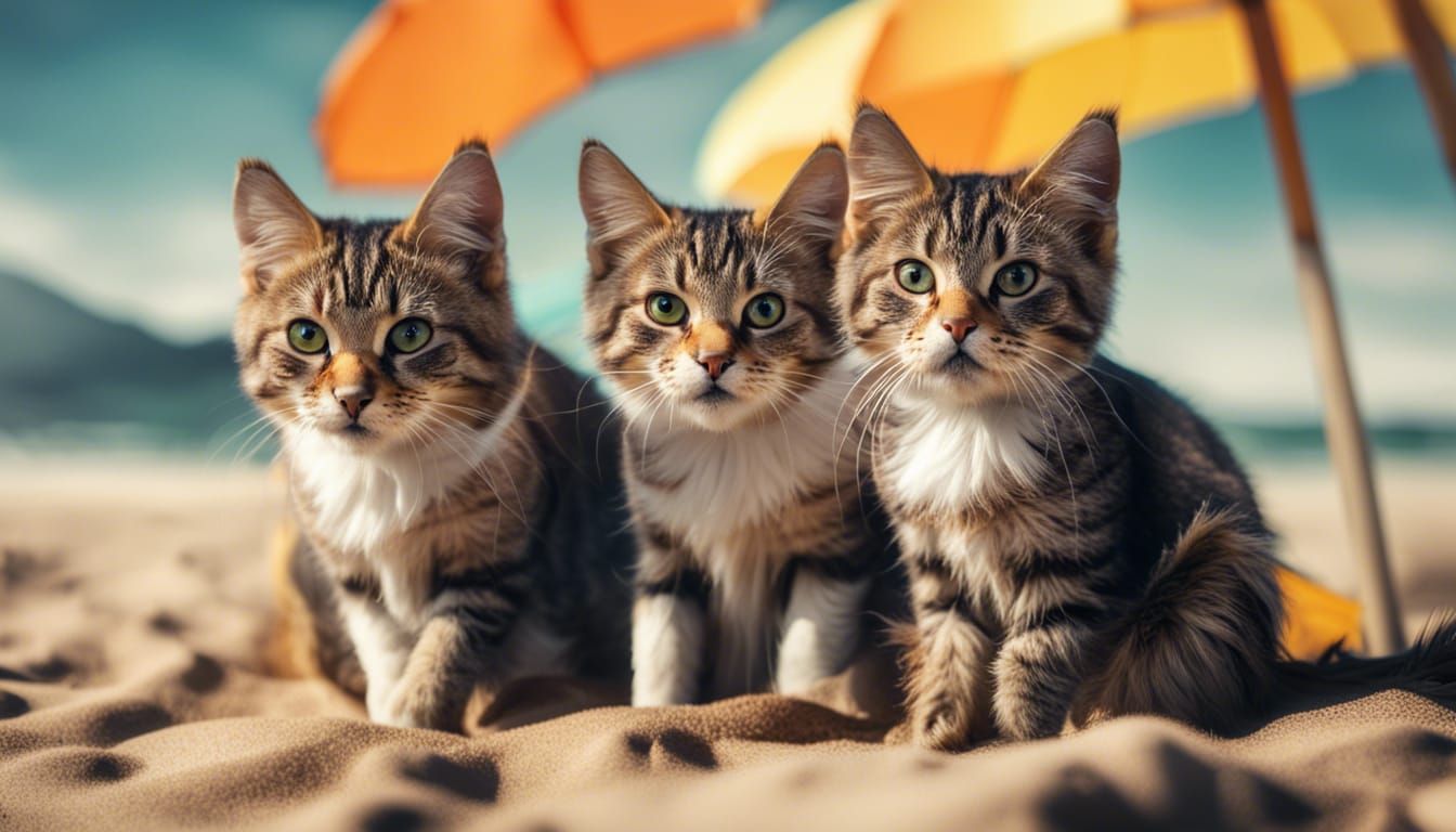 Beach Cats, cats in beach - AI Generated Artwork - NightCafe Creator
