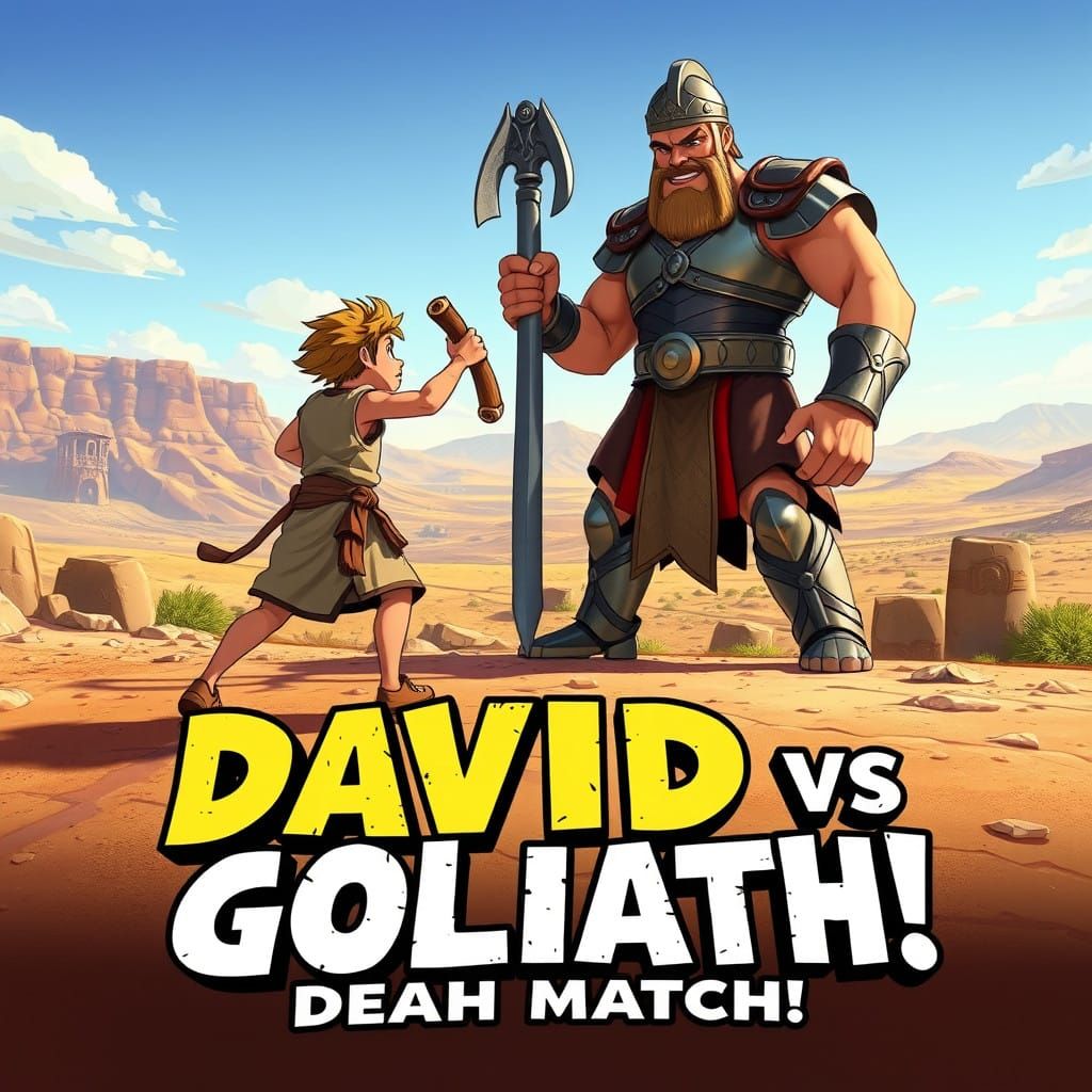 Courageous David Confronts Goliath in Epic Battle - AI Art