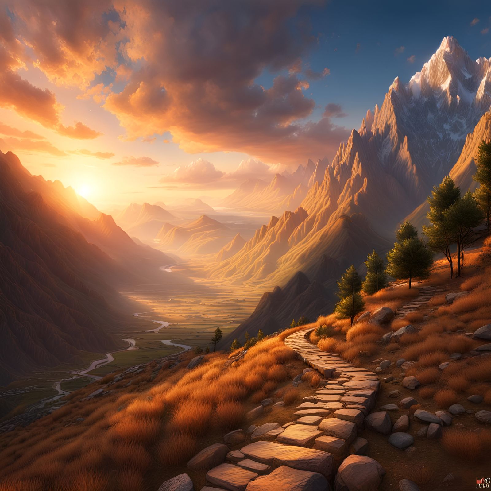 Path through the valley - AI Generated Artwork - NightCafe Creator