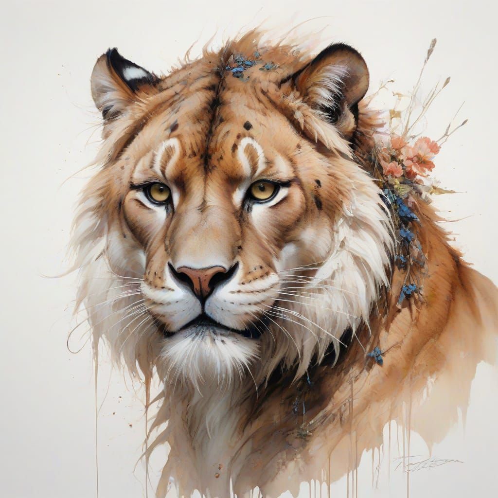 Whimsical Smilodon Fantasy in Pastel Watercolor - AI Art